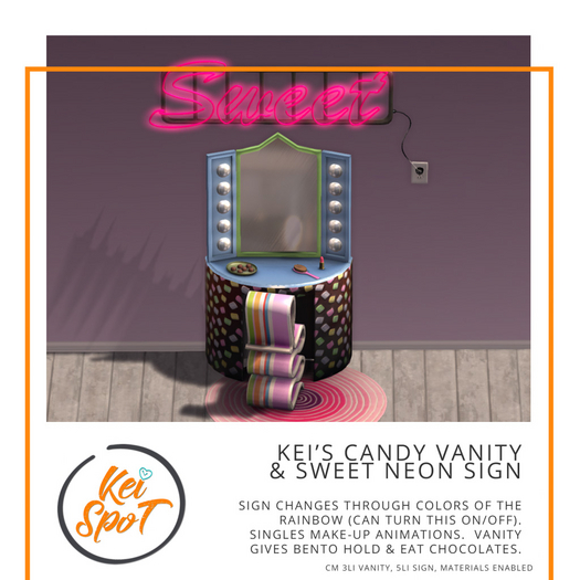 Second Life Marketplace - Kei's Candy Vanity & Sweet Neon Sign